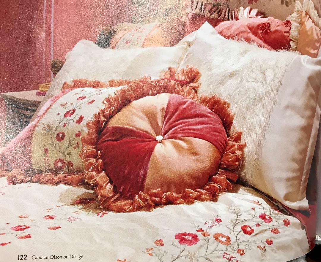 BEACON HILL RIMINI Embroidered Shabby Floral Silk Taffeta Fabric 10 ...