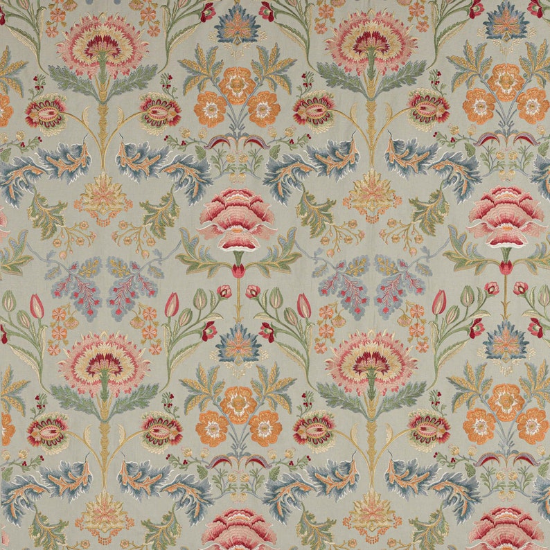 COLEFAX & FOWLER Stunning Dianthus Embroidered Floral Fabric 10 Yards ...