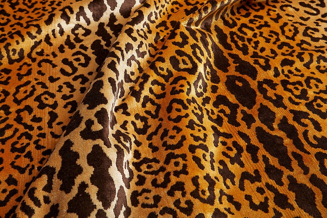 SCALAMANDRE LEOPARDO VELVET Fabric 2 Yards Ivory Gold Black - Etsy