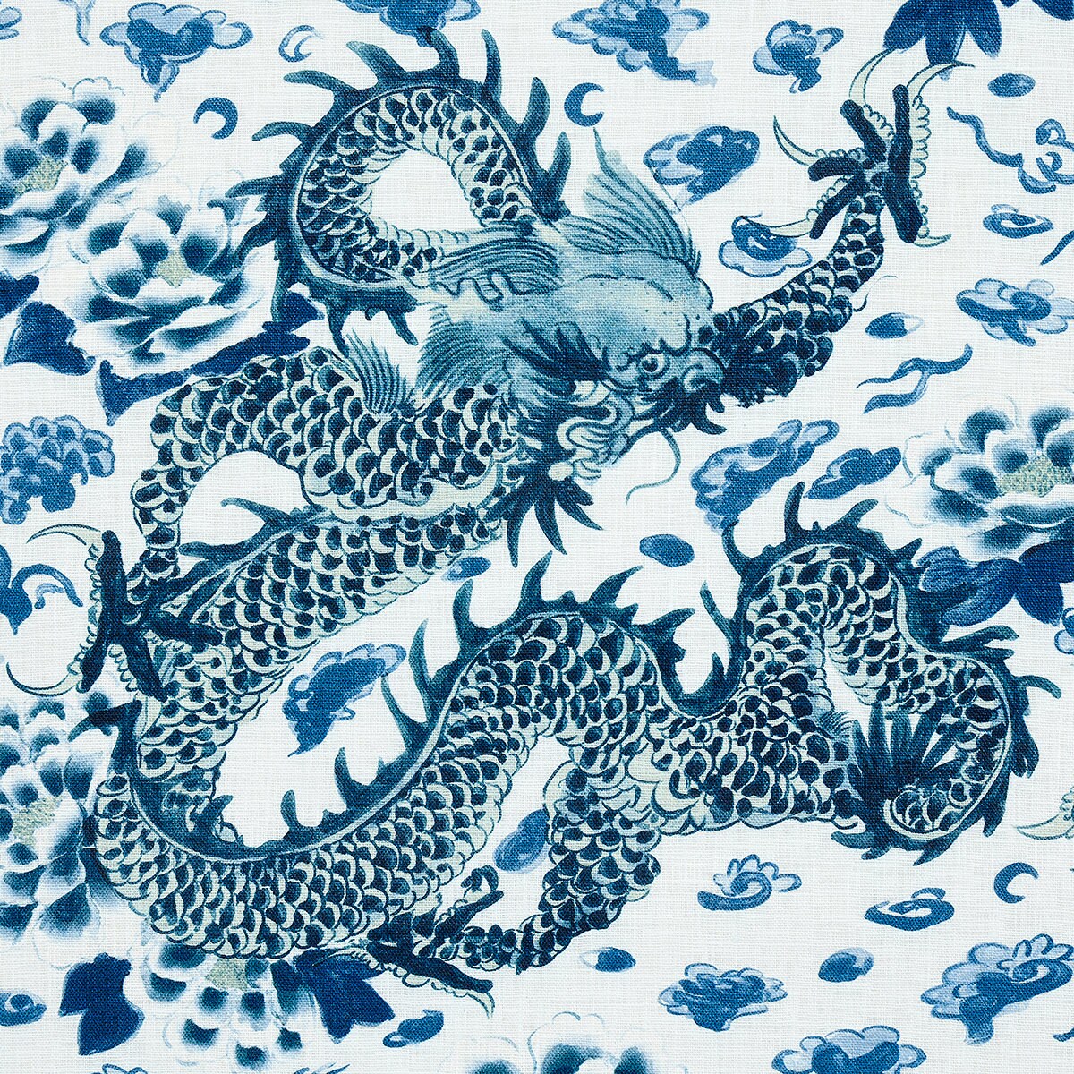 SCHMACHER Empress Dragon Watercolor Stylized Floral Chinoiserie Fabric ...