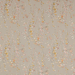 JANE CHURCHILL Embroidered Stem Floral Buds Fabric 10 Yards Coral Gold ...
