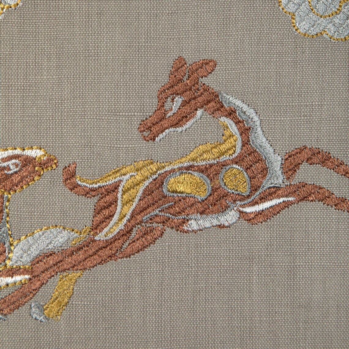 BRUNSCHWIG & FILS Arabian Horses Deer Floral Embroidered Fabric 3 Yards ...