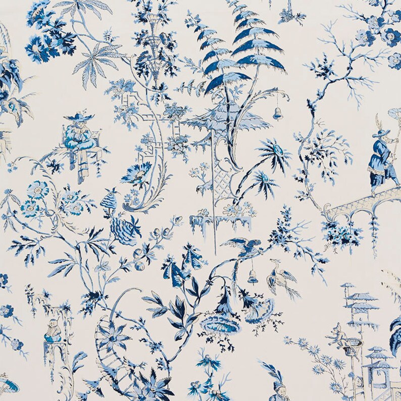 SCALAMANDRE CHINOISERIE Pagoda Toile Fabric 10 Yards China Blue - Etsy