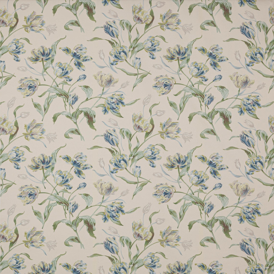 COLEFAX AND FOWLER Springtime Floral Cotton Print Fabric 10 Yards Blue ...