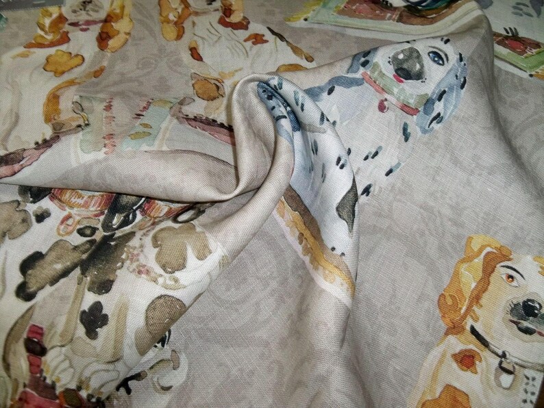 KRAVET COUTURE SPANIEL Dogs Linen Toile Fabric 10 Yards Taupe Multi - Etsy