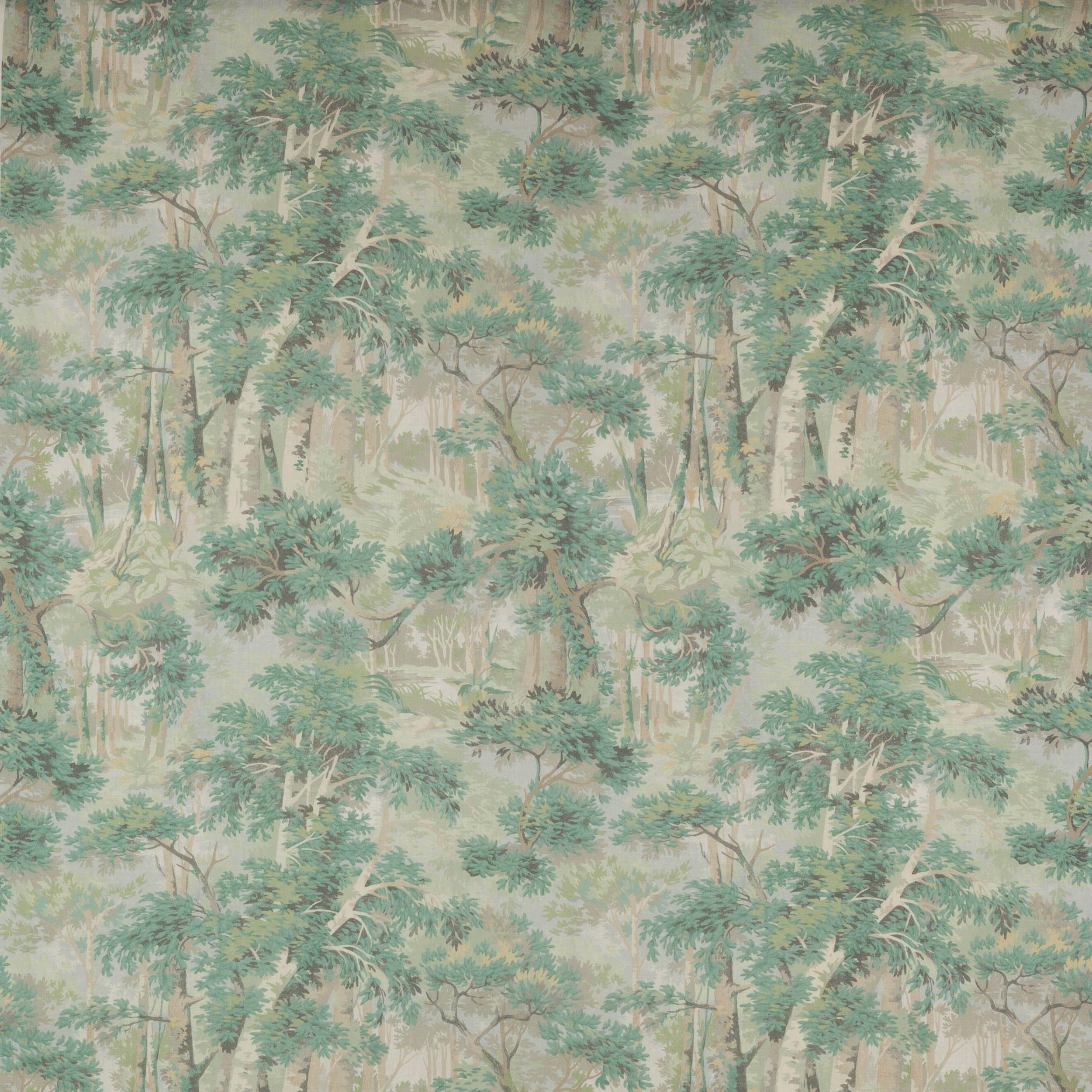 COLEFAX & FOWLER Forest View Trees Linen Print Fabric 10 Yards Leaf ...