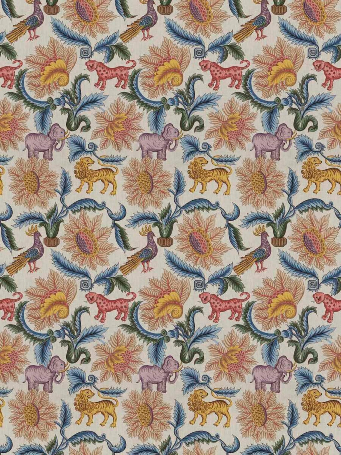 CLARENCE HOUSE Menagerie Animal Bird Novelty Linen Print Fabric 10 ...