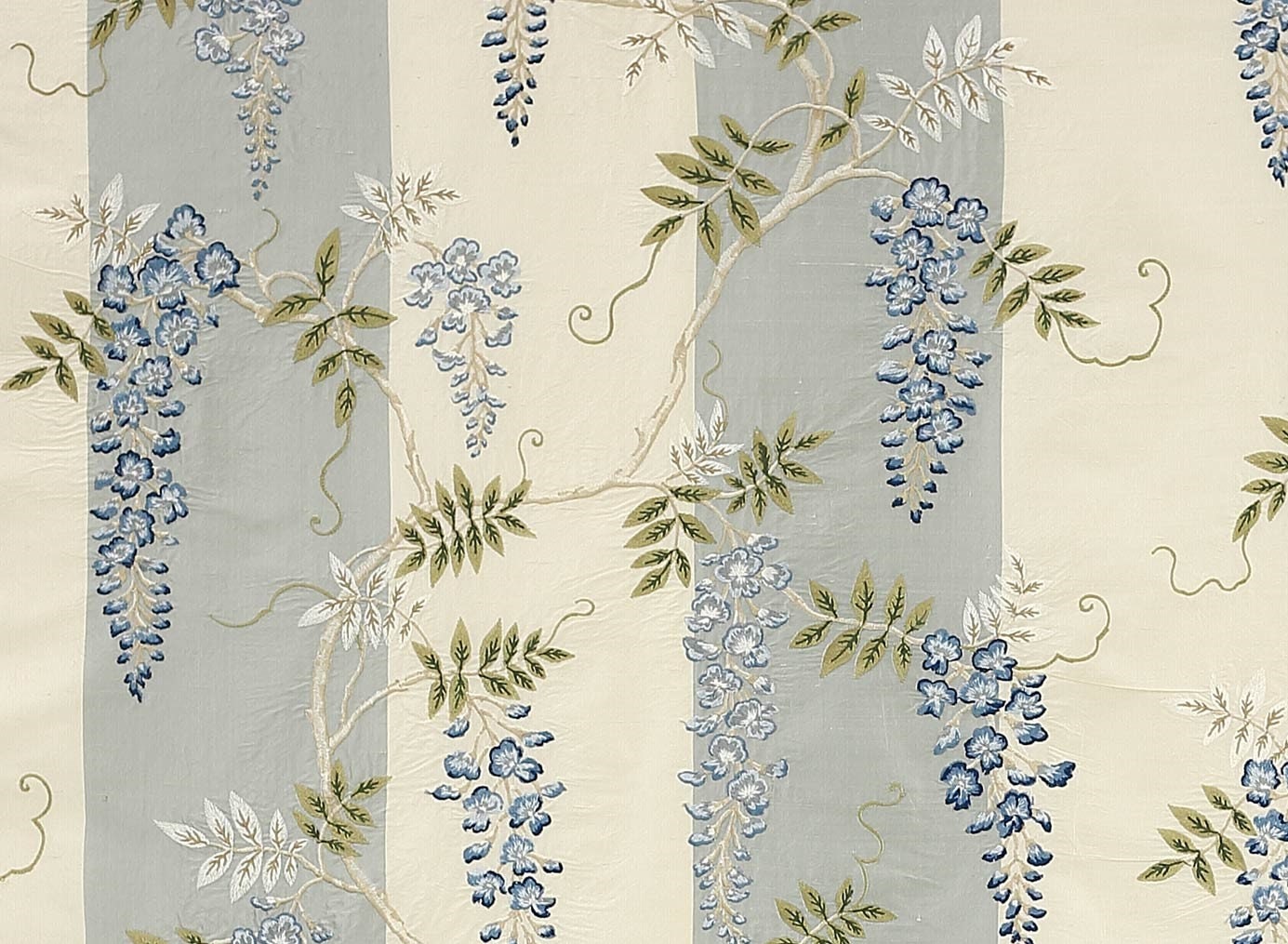 COLEFAX & FOWLER Floribunda WISTERIA Embroidered Silk Fabric 10 Yards ...