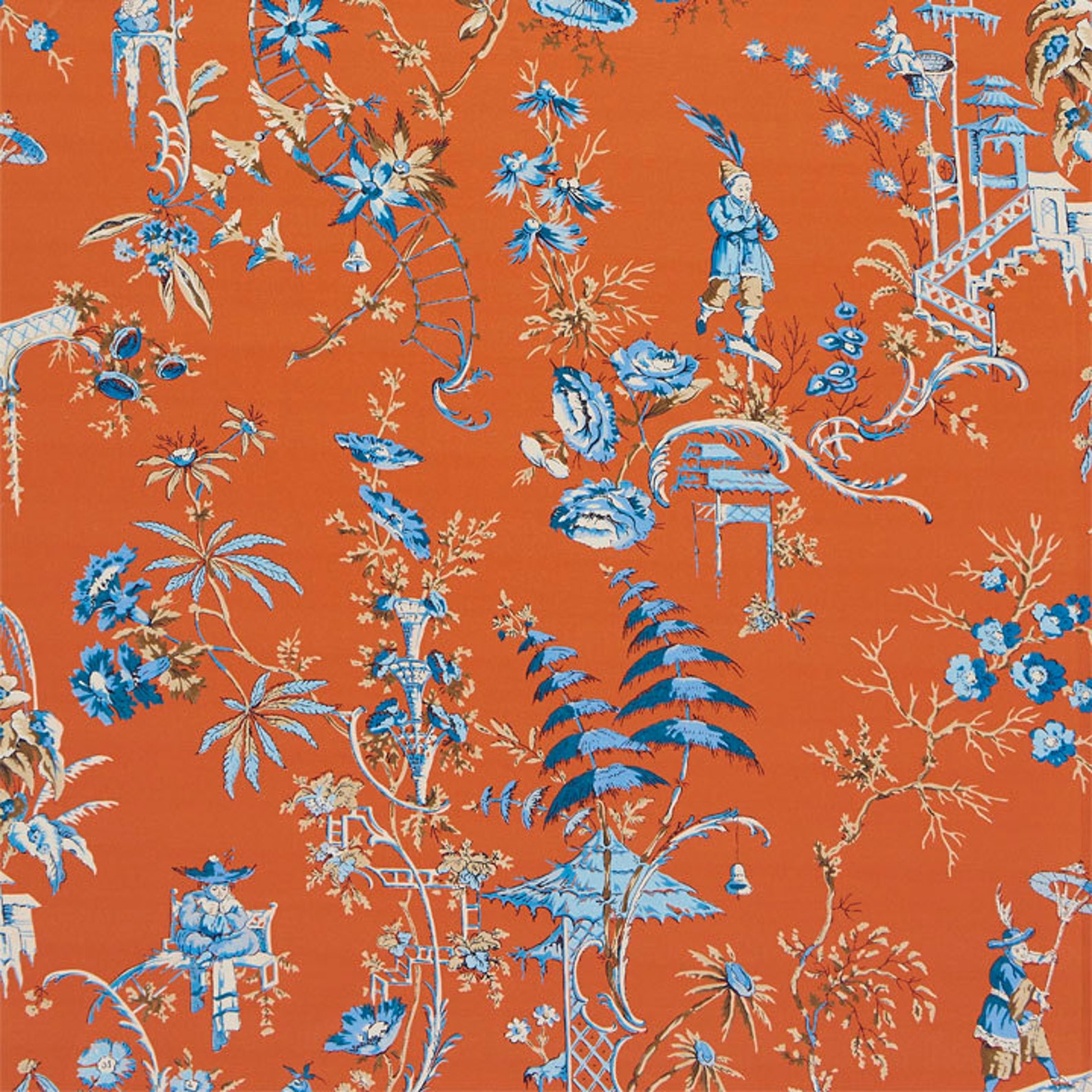 SCALAMANDRE CHINOISERIE Pagoda Toile Fabric 10 Yards Mandarin Blue - Etsy