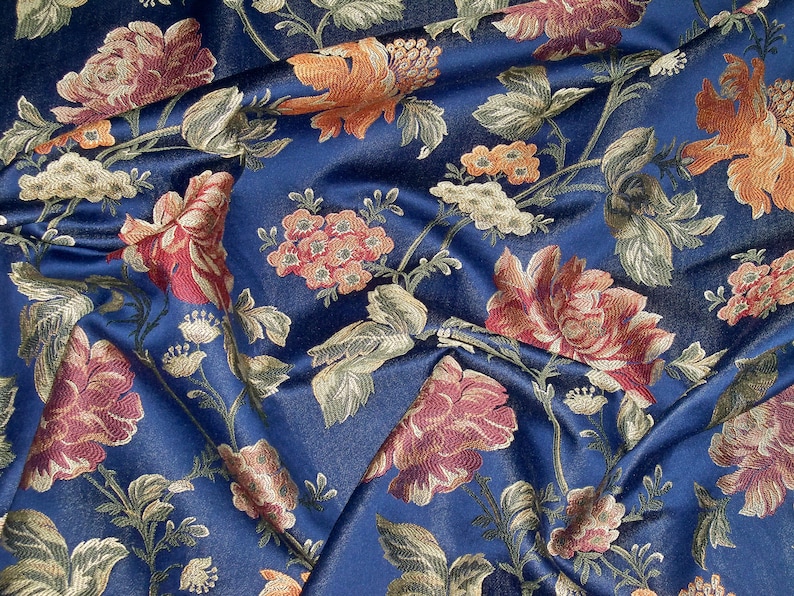 KRAVET COUTURE Lee Jofa Fino BROCADE Damask Fabric 10 Yards Navy ...