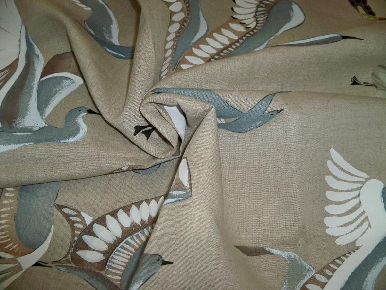MANUEL CANOVAS Sark Birds Toile Linen Fabric 10 Yards Blue Multi ...