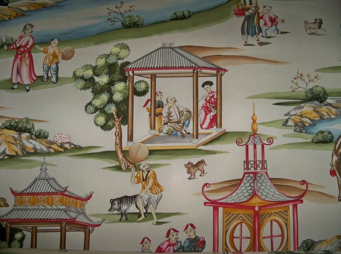 SCALAMANDRE CHINOISERIE SHANGHAI Handprinted Toile Fabric 10 - Etsy