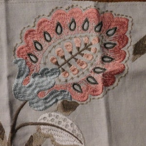 JANE CHURCHILL Embroidered Peacock Floral Leaf Fabric 10 Yards Aqua ...