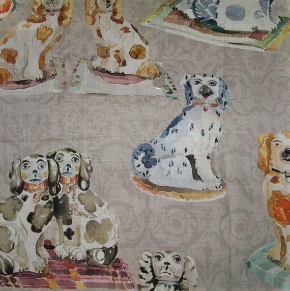 KRAVET COUTURE SPANIEL Dogs Linen Toile Fabric 10 Yards Taupe - Etsy