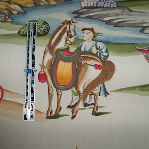 SCALAMANDRE CHINOISERIE SHANGHAI Handprinted Toile Fabric 10 Yards Tea ...