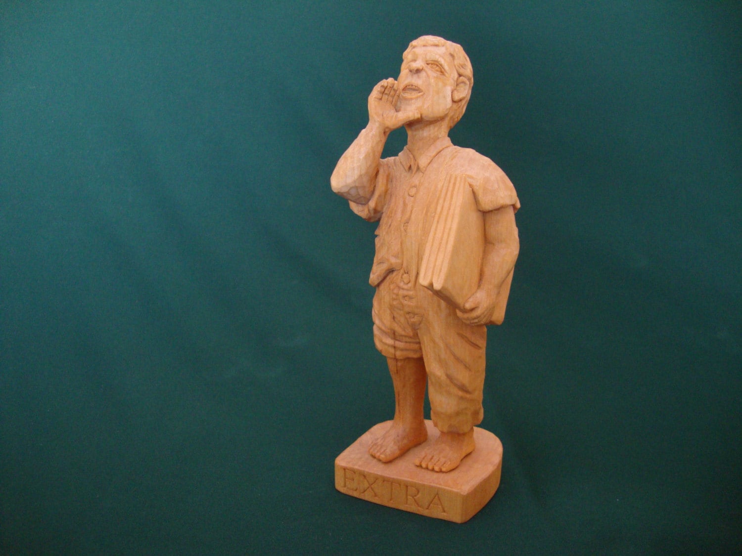 Handcarved Basswood Paper Boy Wood Carving, "extra" - Etsy