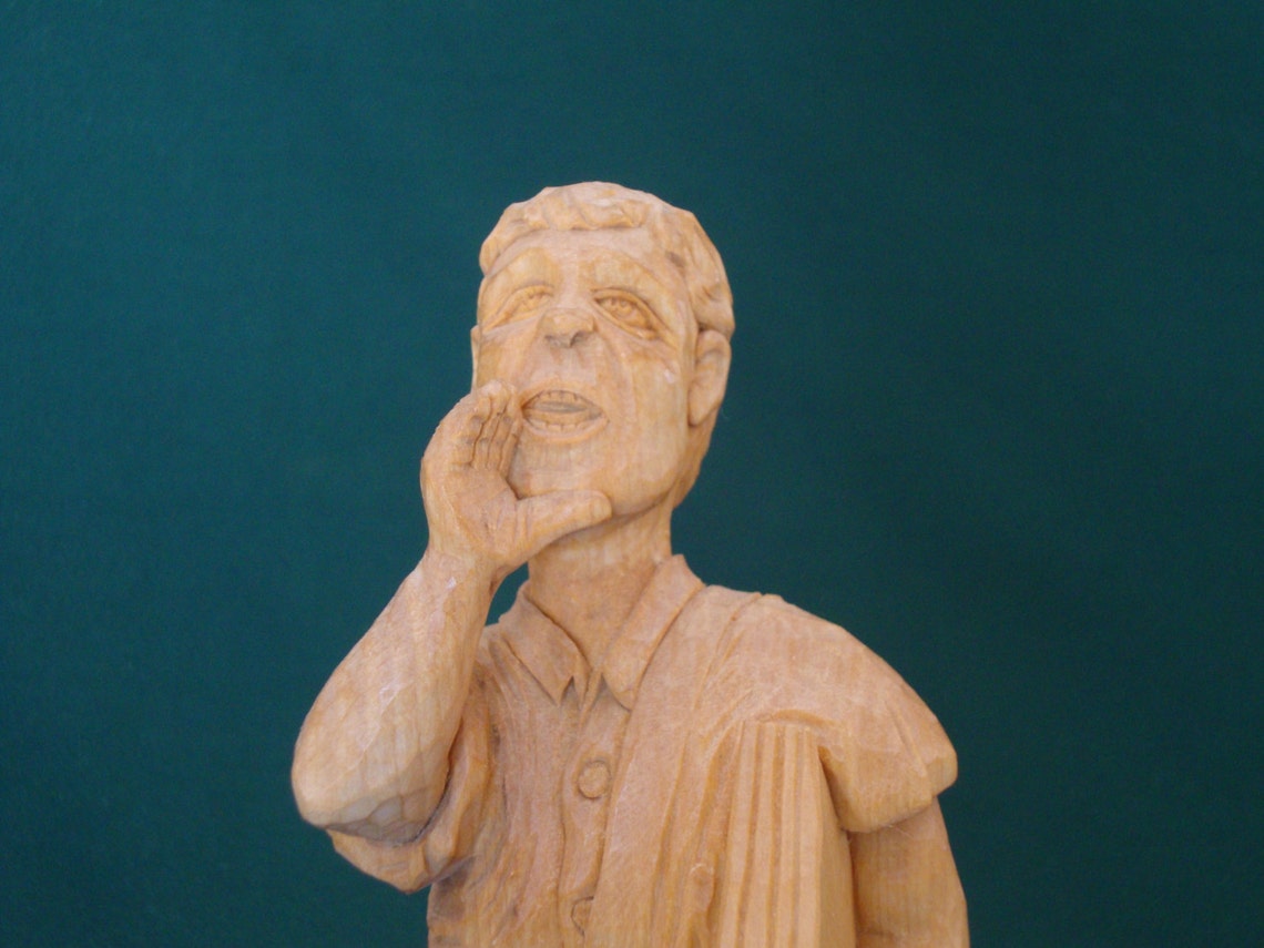 Woodcarving, Handcarved Paper Boy, Paper Boy Selling Papers, Original ...