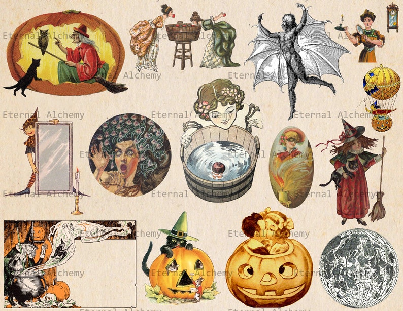 Vintage Halloween Images Assorted Images Set 1 14 Clipart/digital ...