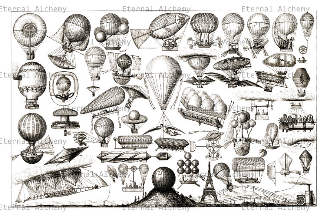 Flying Machines Vintage Digital Image Printable Instant Download ...