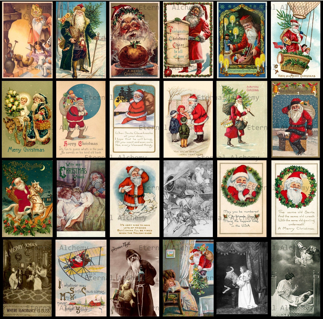 Antique Christmas Postcards Set 2 Santa Claus 60 Postcards Instant ...