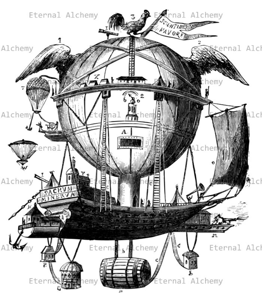 Balloon Air Ship Vintage Digital Image Instant Download - Etsy