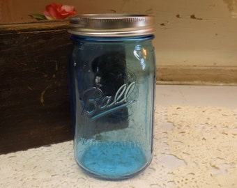 Blue mason jar | Etsy