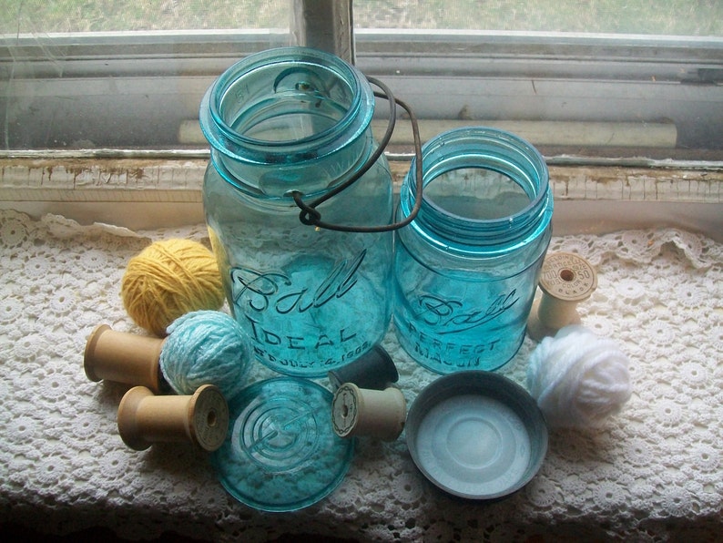 2 Vintage Blue Mason Jars Quart and Pint Sized Lids Included - Etsy 2 Vintage Blue Mason Jars Quart and Pint Sized Lids Included - Etsy
