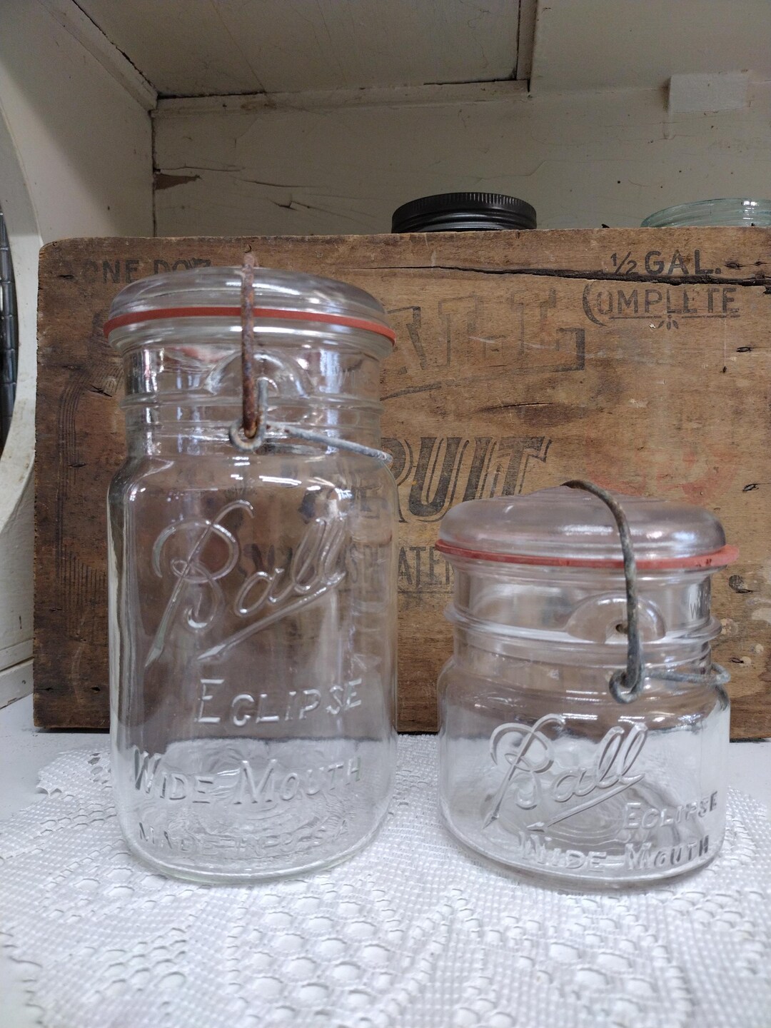 Two Vintage IMPERFECT Clear Quart and Pint-sized Ball Eclipse WIDE ...