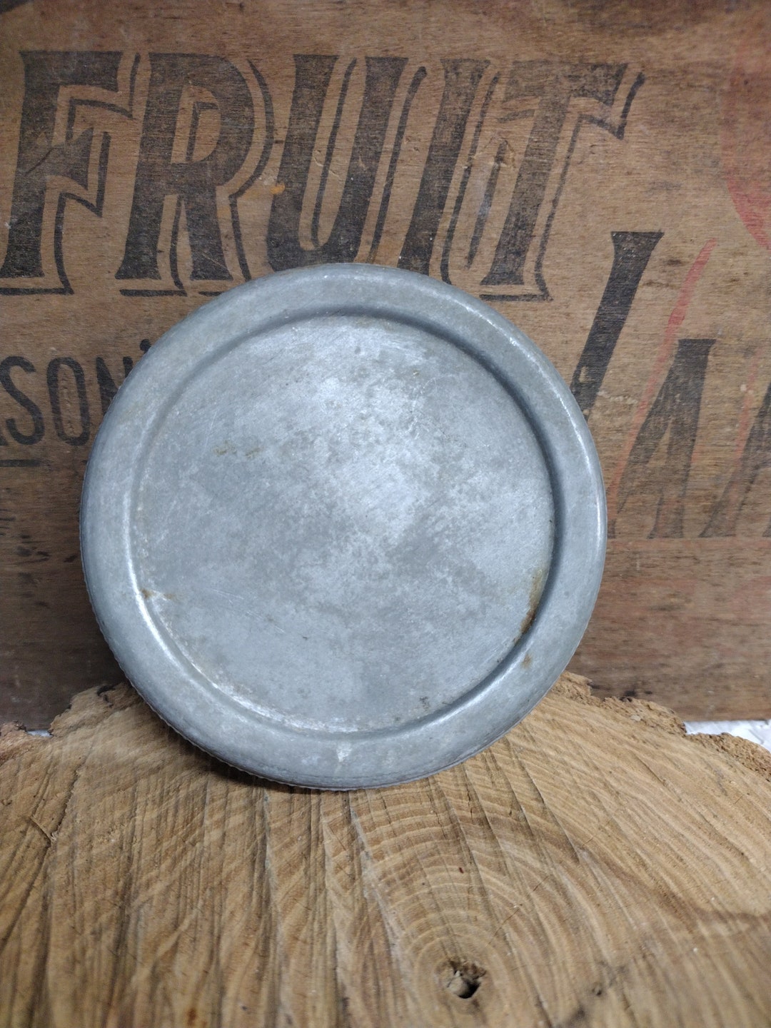 One Vintage Rustic WIDE MOUTH Unmarked Zinc Freezer Cap No Liner ...