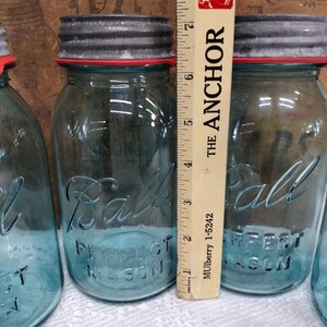 4 Vintage IMPERFECT Aqua Blue Ball Perfect Mason Quart Sized Jars With ...