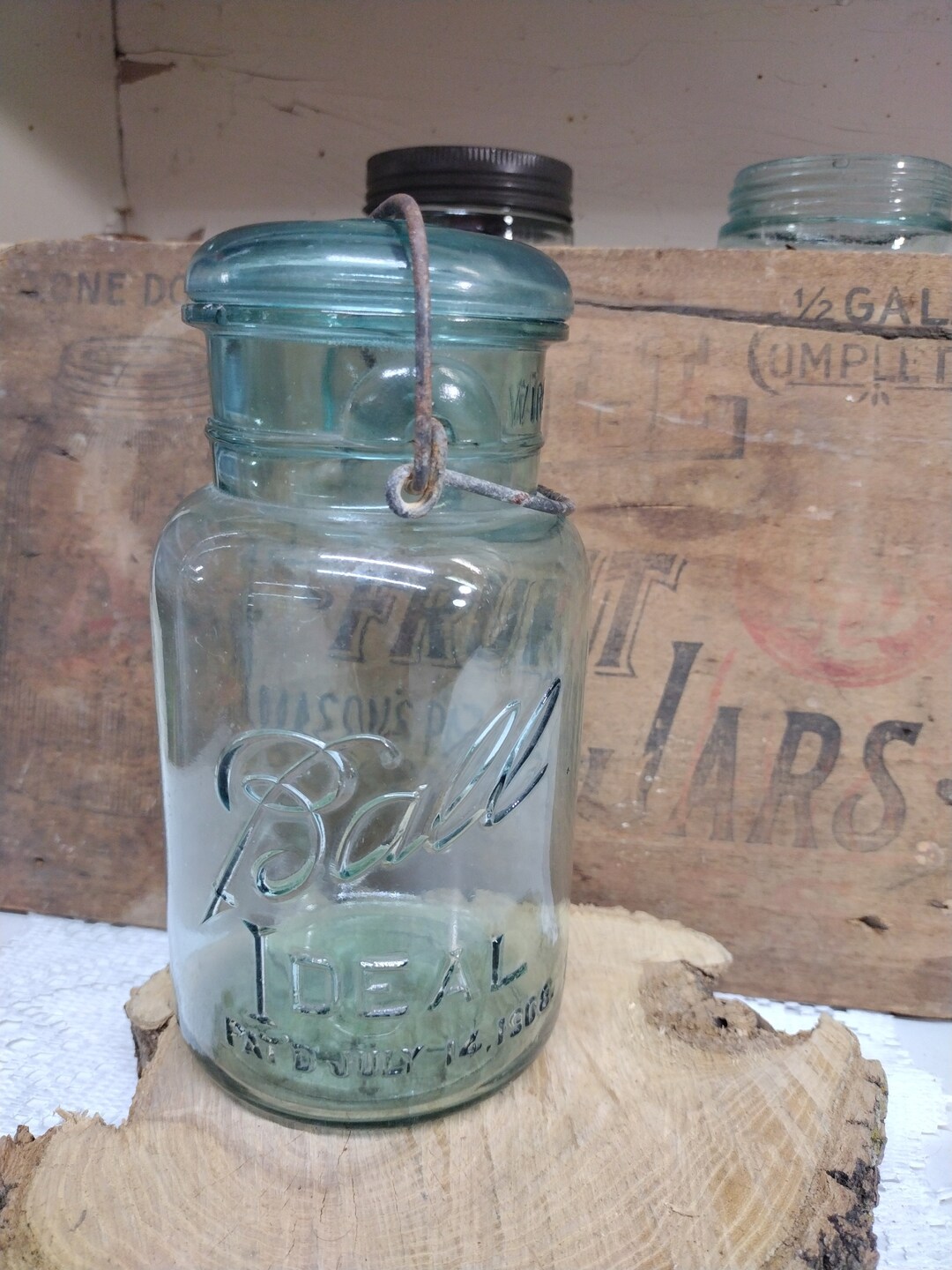 One Vintage Aqua Blue Ball Ideal Jar Quart Sized SCRATCH and DENT Jar ...