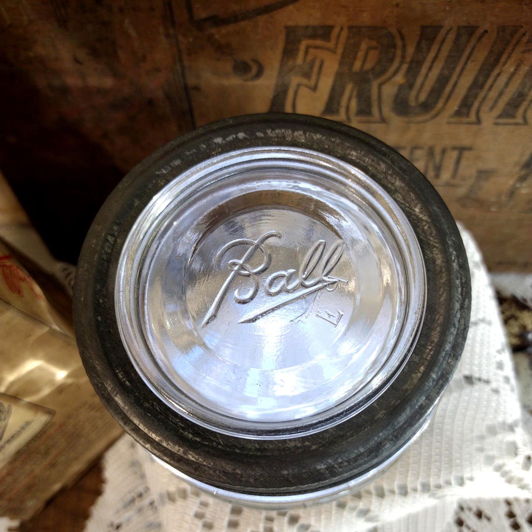 One Vintage IMPERFECT Ball Brand WIDE MOUTH Clear Glass Lid Insert and ...