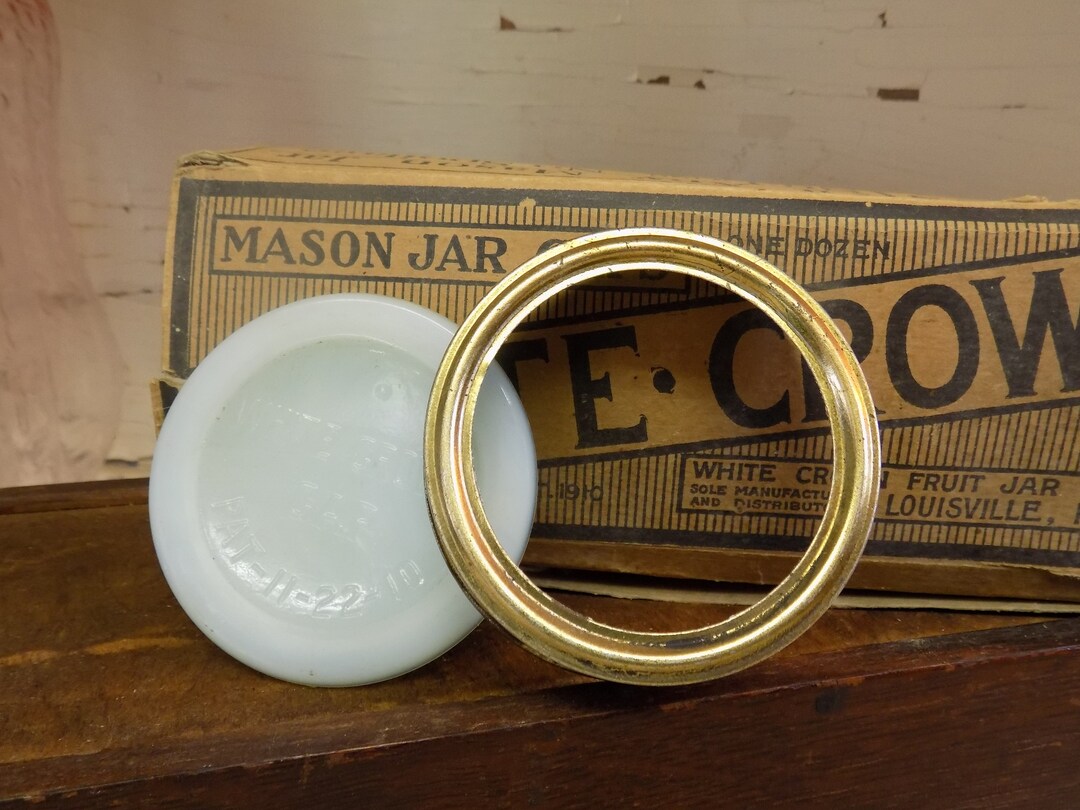 One Vintage SLIGHTLY IMPERFECT White Crown STANDARD Mouth White Glass ...