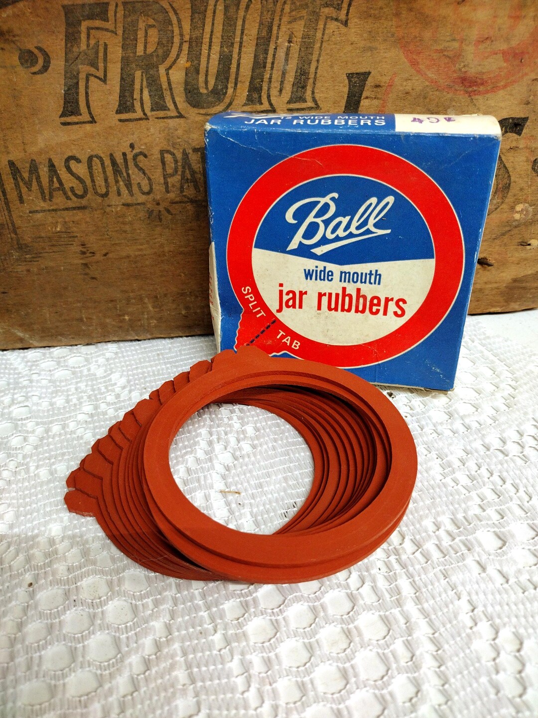 One Vintage New Old Stock Box of WIDE MOUTH Ball Brand Split Tab Jar ...