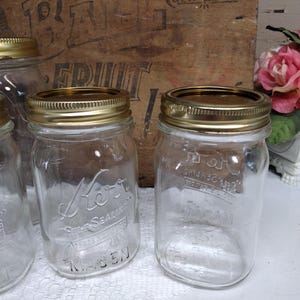 5 Vintage SLIGHTLY IMPERFECT Clear Kerr Self Sealing Mason Jars Two ...