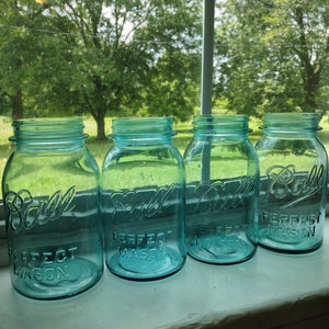ONE Vintage SCRATCH and DENT Aqua Ball Perfect Mason Quart Sized Jar No ...