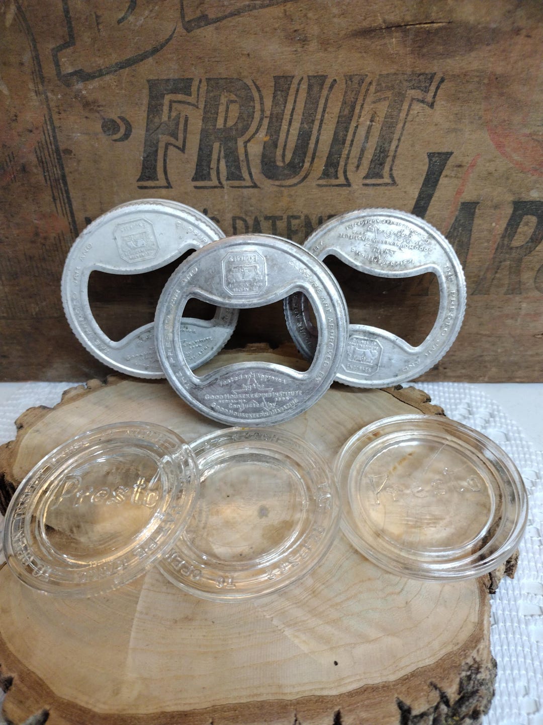 3 Vintage RUSTIC REGULAR or STANDARD Mouth Presto 2 Piece Lids With ...