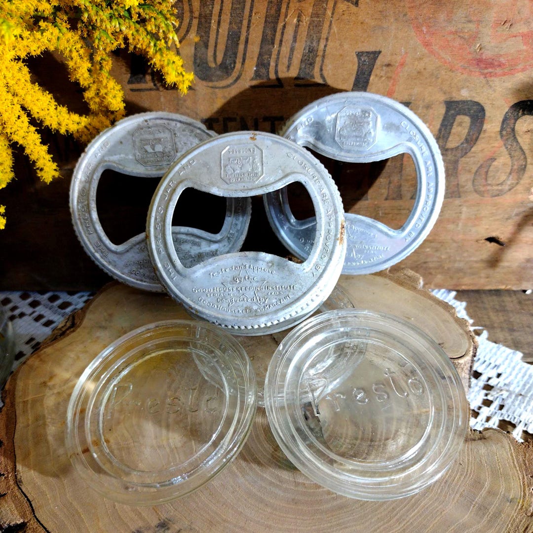 3 Vintage RUSTIC REGULAR or STANDARD Mouth Presto 2 Piece Lids With ...