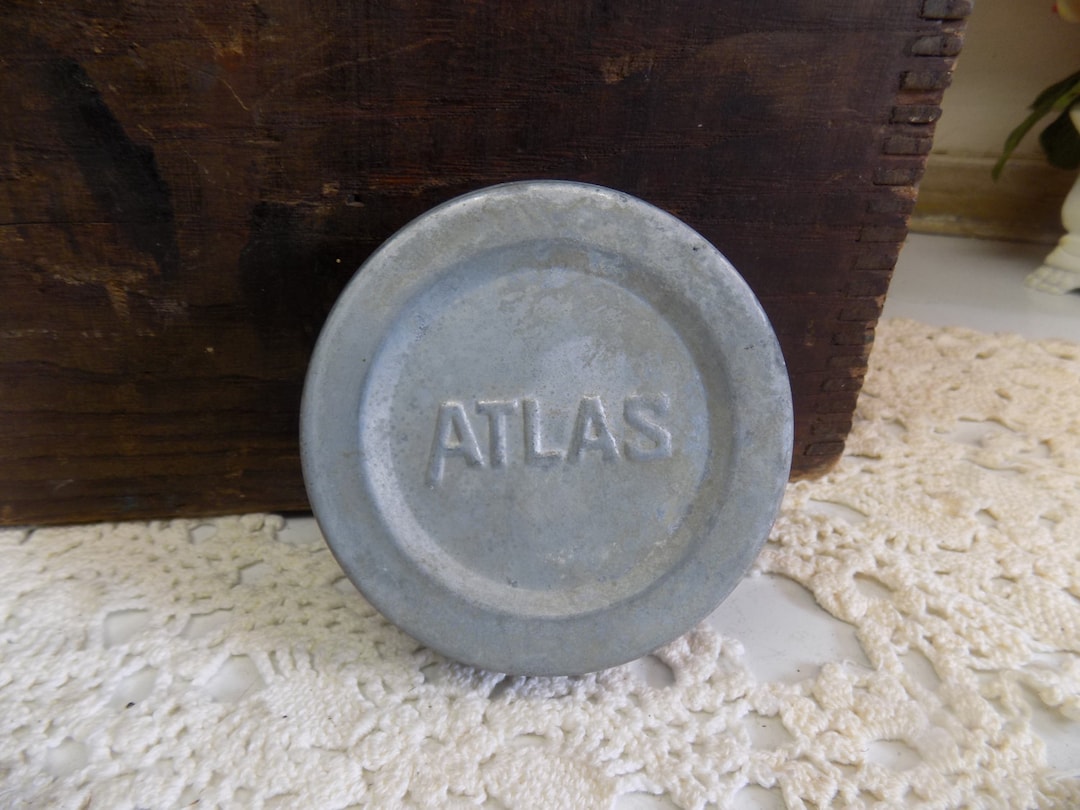 One Vintage Atlas WIDE MOUTH Zinc Lid for Wide Mouth Jars 3.5 Inches ...