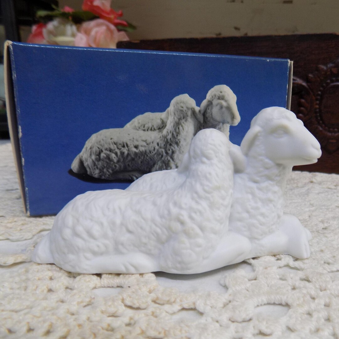 One Vintage IMPERFECT Avon the Sheep Porcelain Bisque Nativity Scene ...