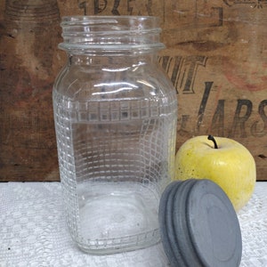 One Vintage IMPERFECT Clear Square Shaped Quart Sized Product or Coffee ...