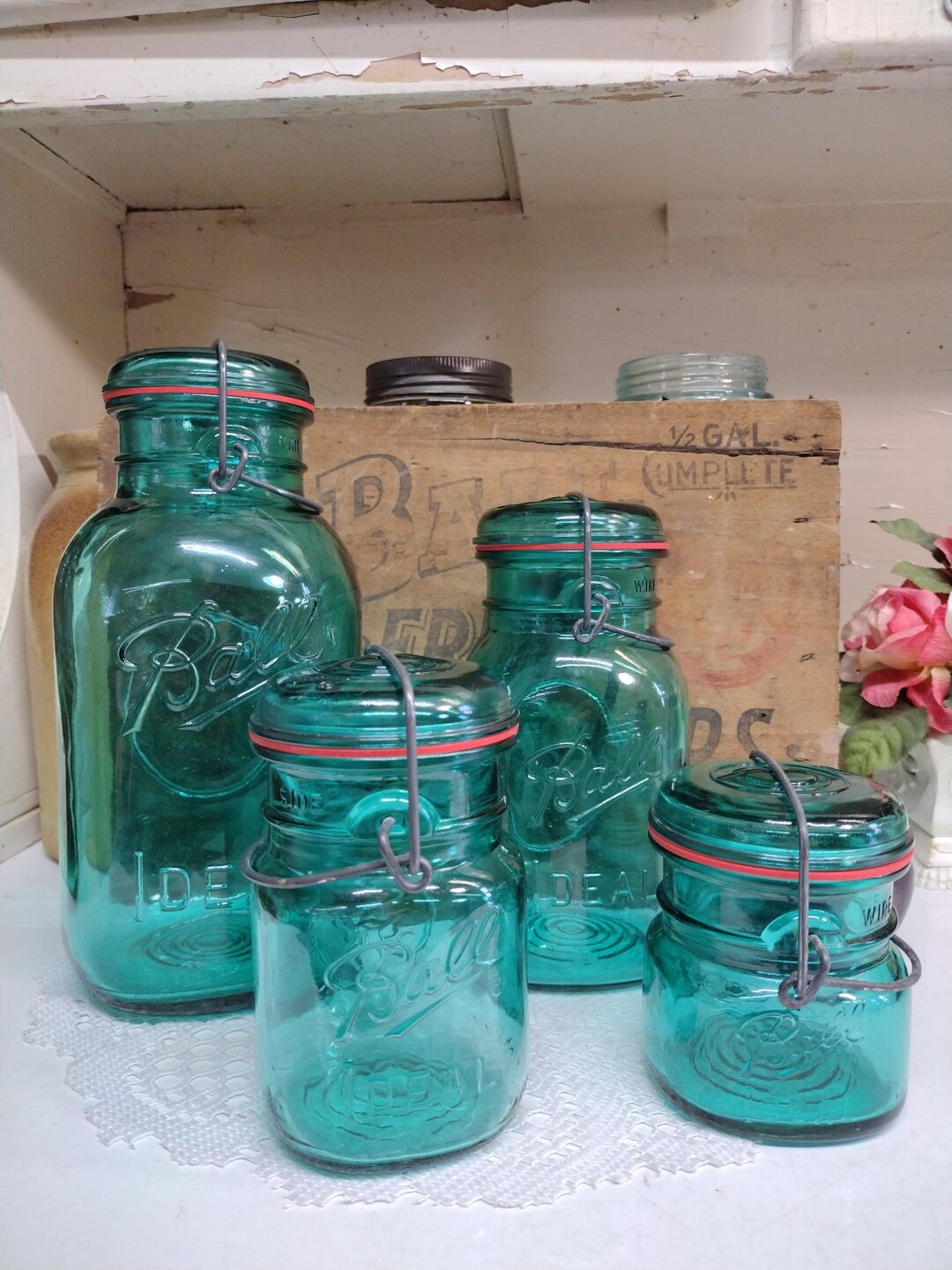 4 Vintage 1990s REPRODUCTION Aqua Blue Ball Ideal Bicentennial Wire ...