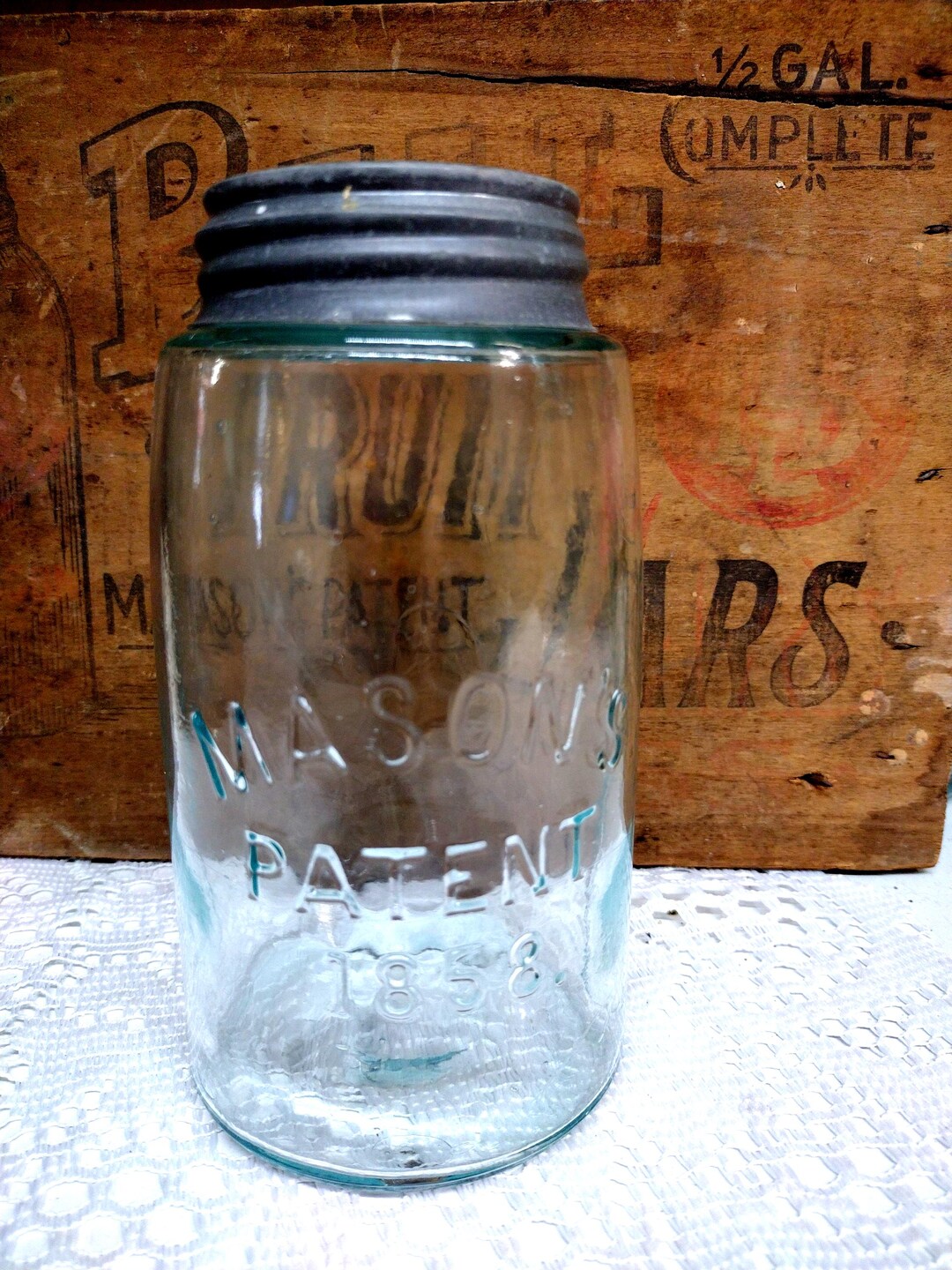 One Antique IMPERFECT Mason's Patent 1858 Jar Reverse Embossing Port ...