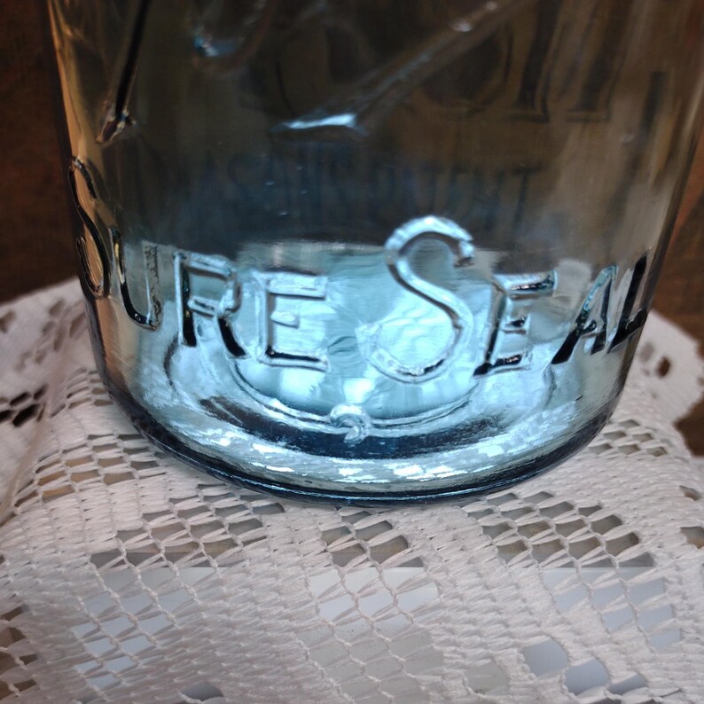 Antique Ball Sure Seal 2 Wide Mouth IMPERFECT Quart Sized Ball Blue Jar ...
