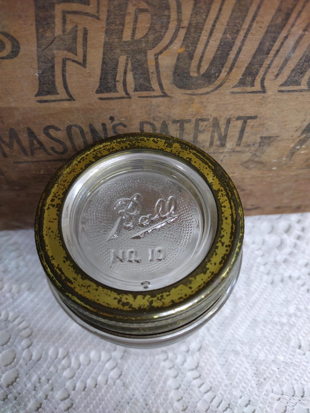 ONE LID ONLY One Vintage Slightly Imperfect Ball No. 10 Glass Lid ...