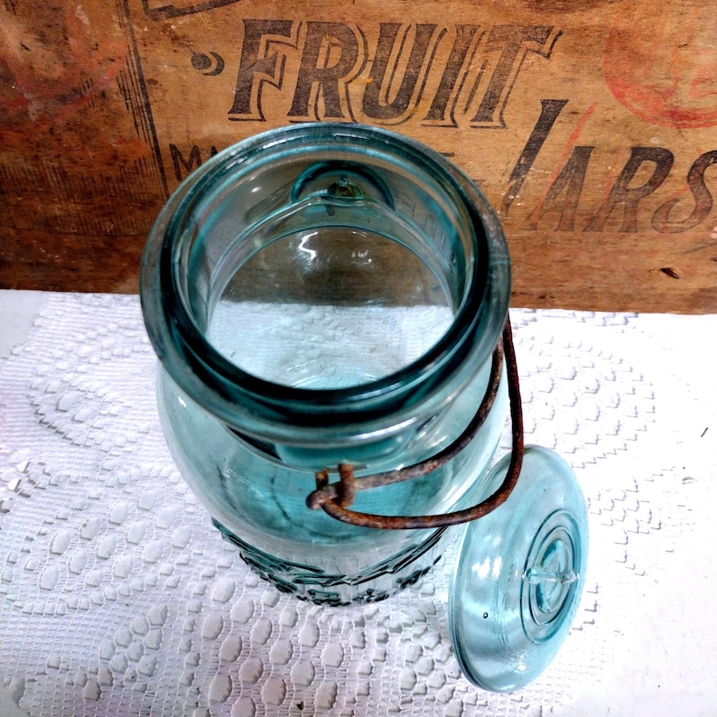 One Vintage Aqua Blue Ball Ideal Jar Quart Sized SCRATCH and DENT Jar ...