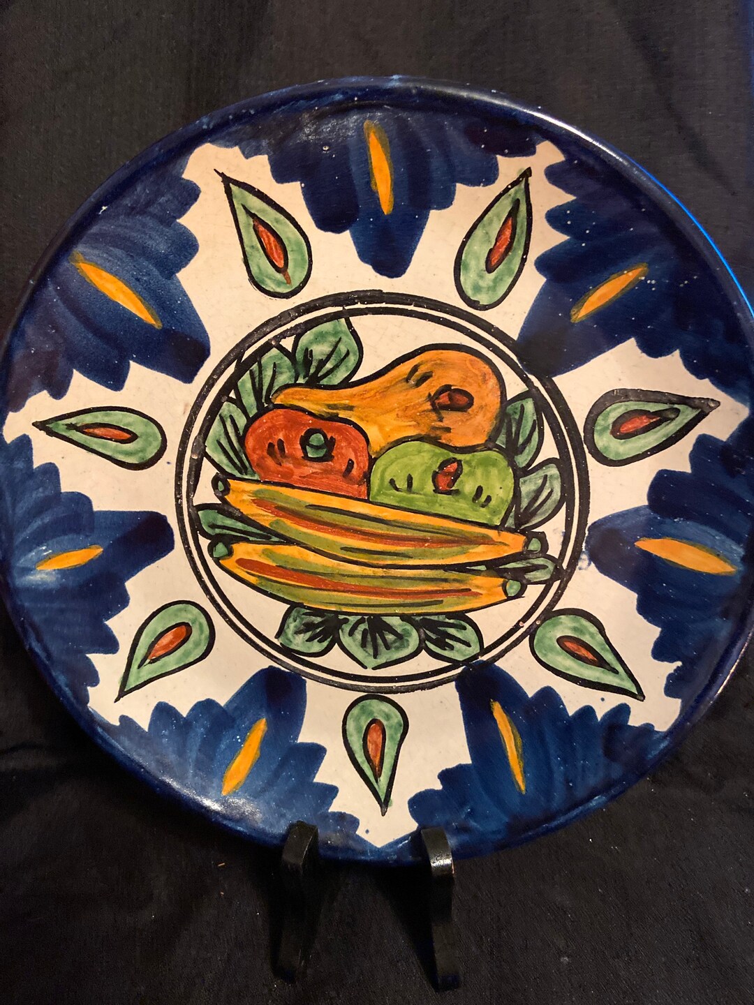 Vintage Mexican Talavera Pottery Plate Wall Hanging Fruit Design ...