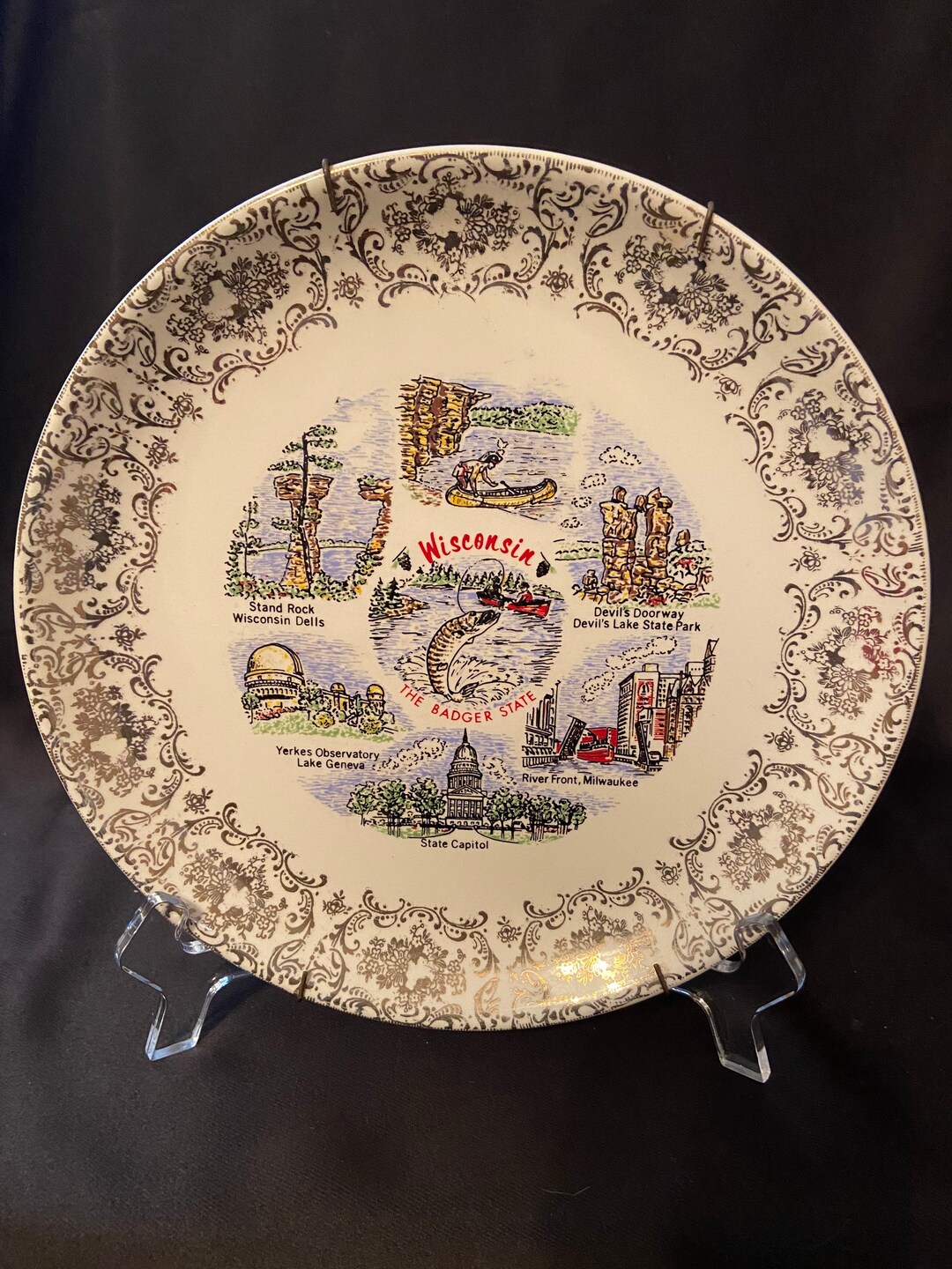 Vintage State Plate Wisconsin the Badger State - Etsy