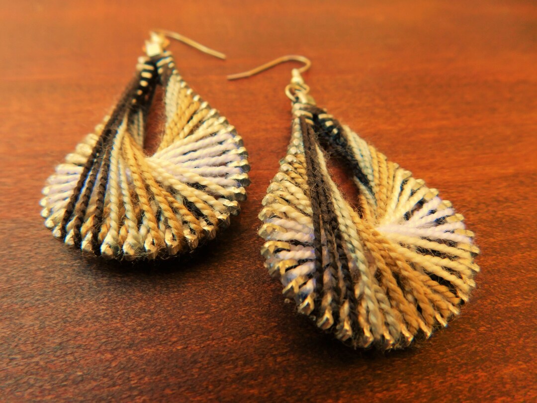 Steampunk Monochrome Peruvian Thread Zipper Earrings - Etsy