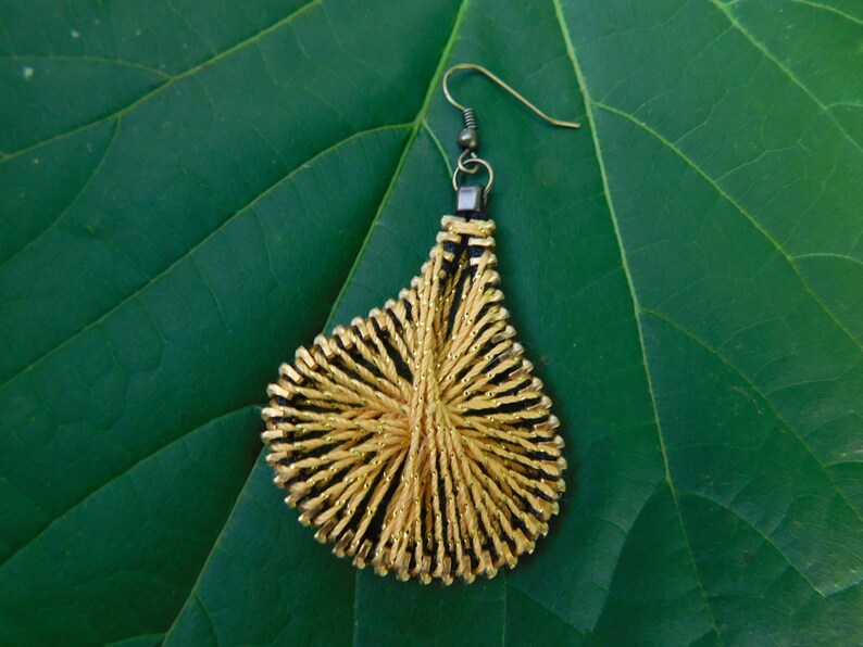 Steampunk Gold Peruvian Thread Zipper Earrings | Etsy